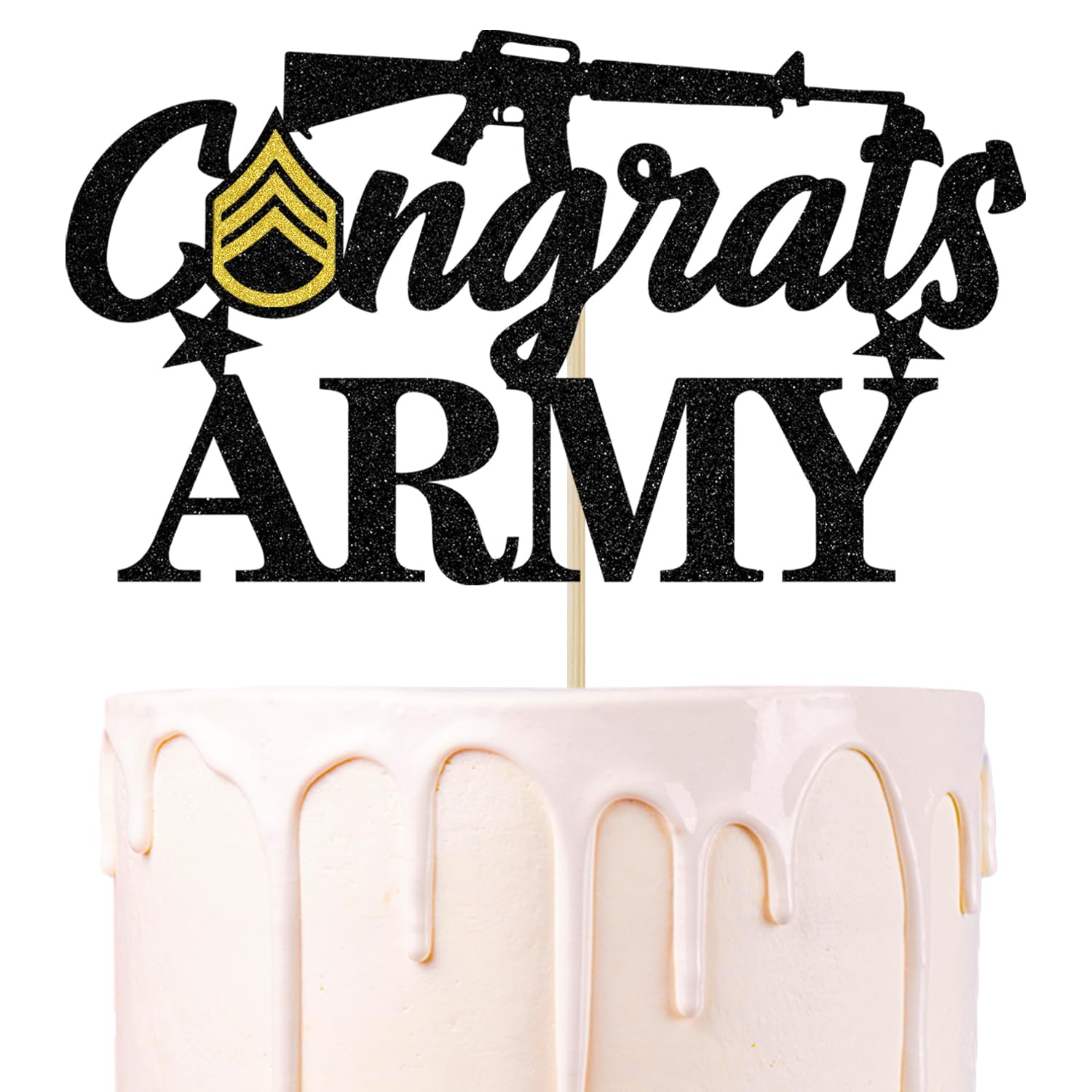 Black Glitter CongratsTRDN Army Cake Topper, Army Soldier Fighter ...