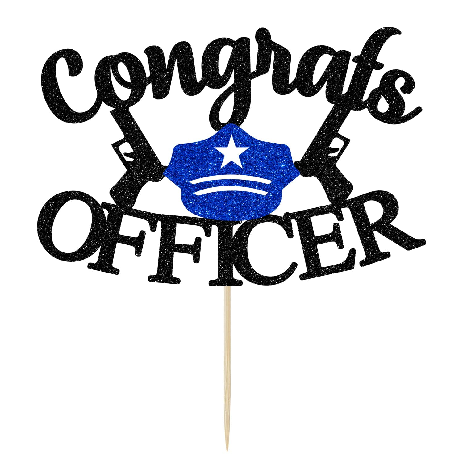 Black Glitter CongratsTRDN Officer Cake Topper - Officer Graduation ...
