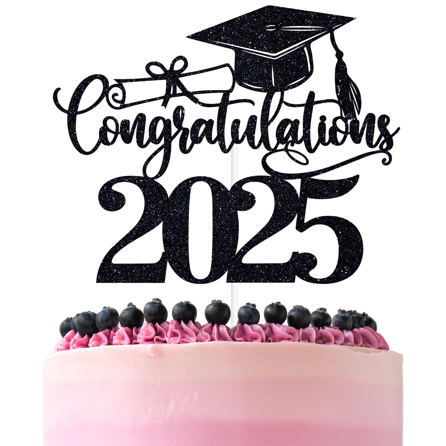 Black Glitter Congratulations 2025 Cake Topper, Class KMC2of 2025 ...