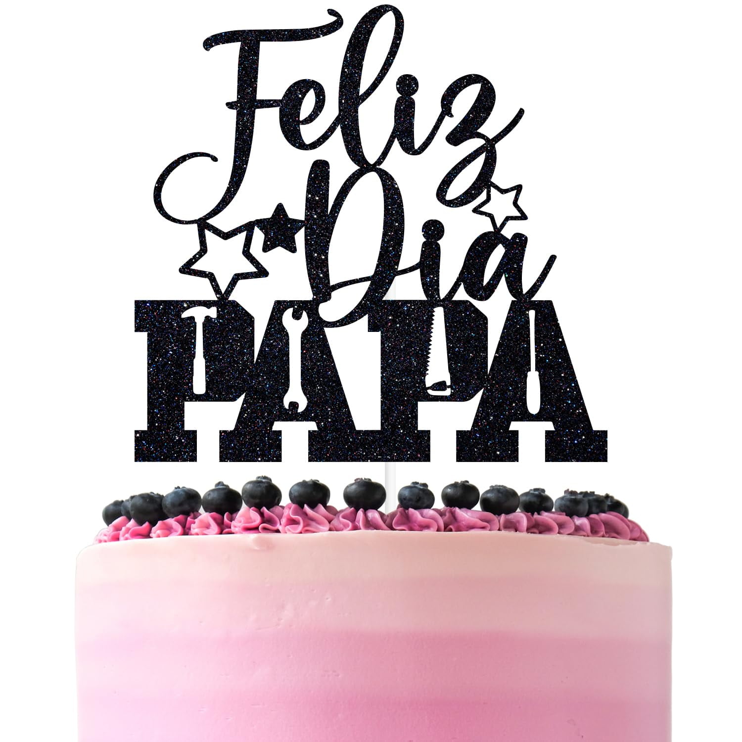 Black Glitter FelizTRDN Dia Papa Cake Topper, Happy Father's Day/Best ...