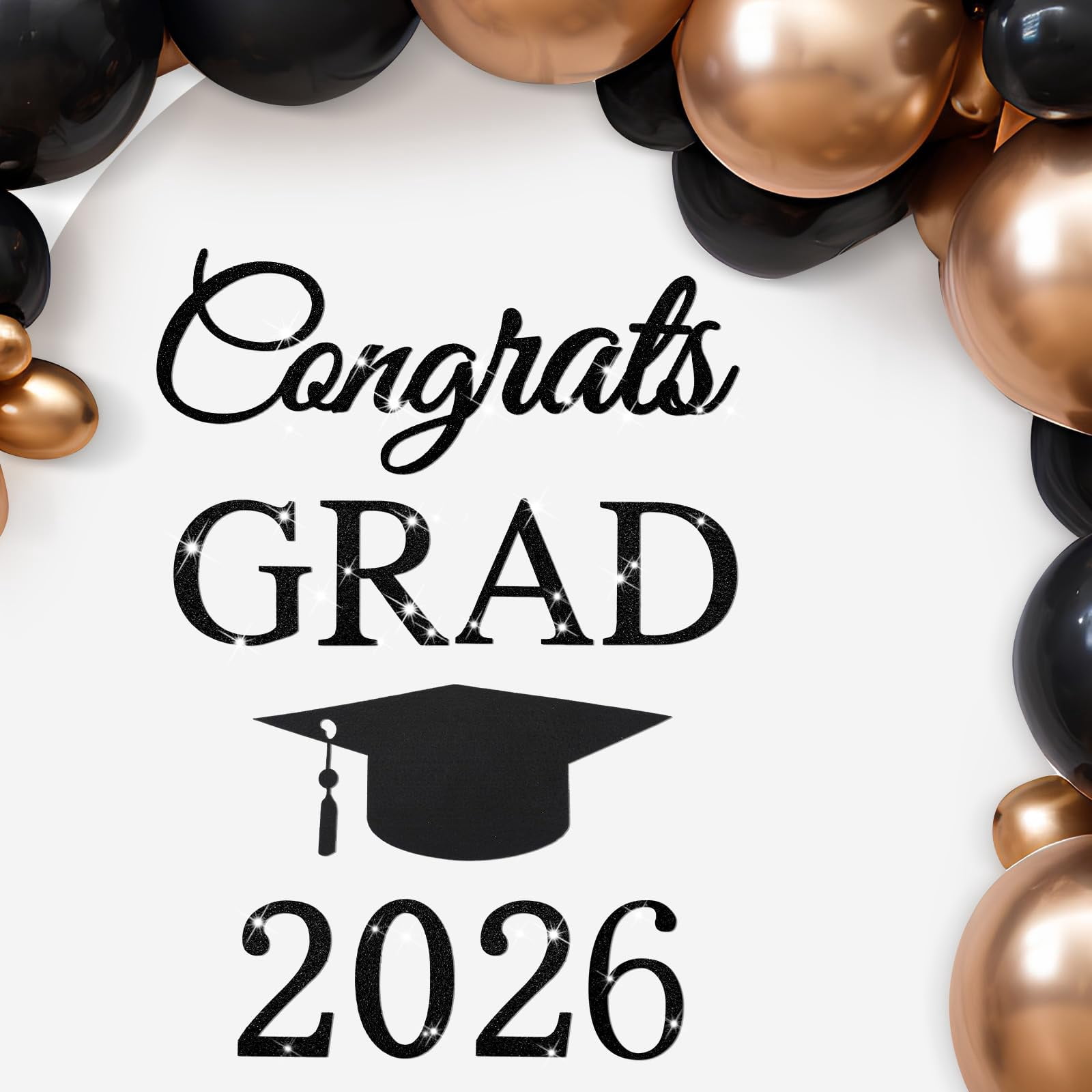 Black Glitter Felt Graduation Banner 2026 Letter Party Decorations ...