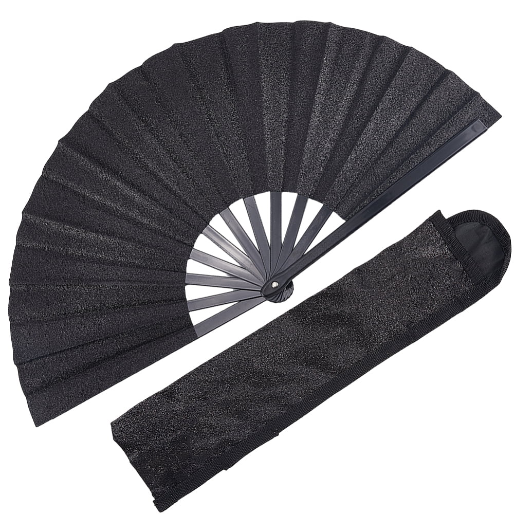 Black Glitter Folding Fans Line Dance Popping Fan Clack Fans with DIY ...
