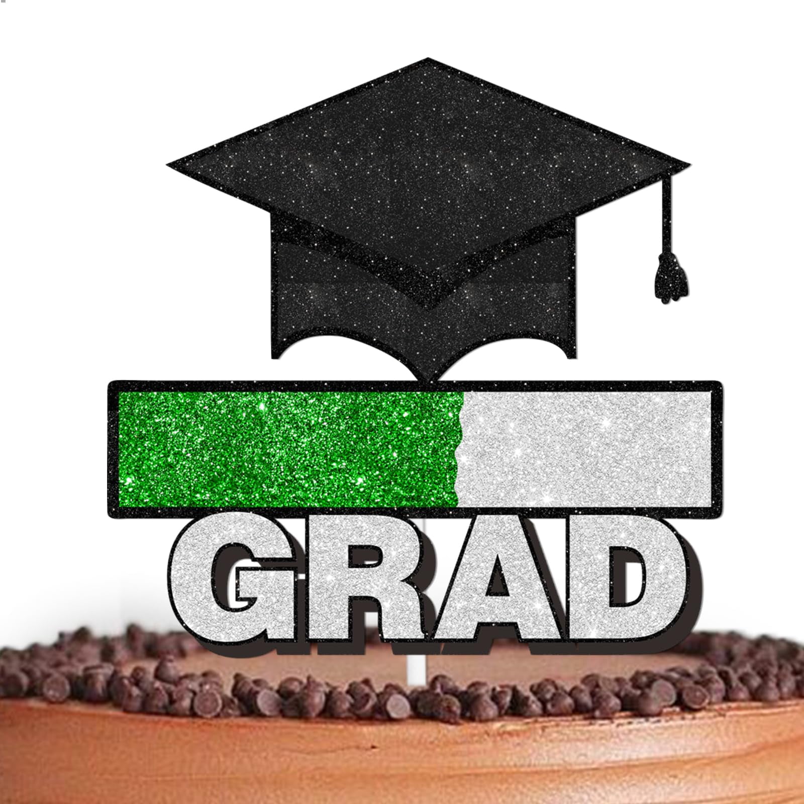 Black Glitter Graduation Cap Cake Topper Pick H2FSDfor Congrats Grad ...