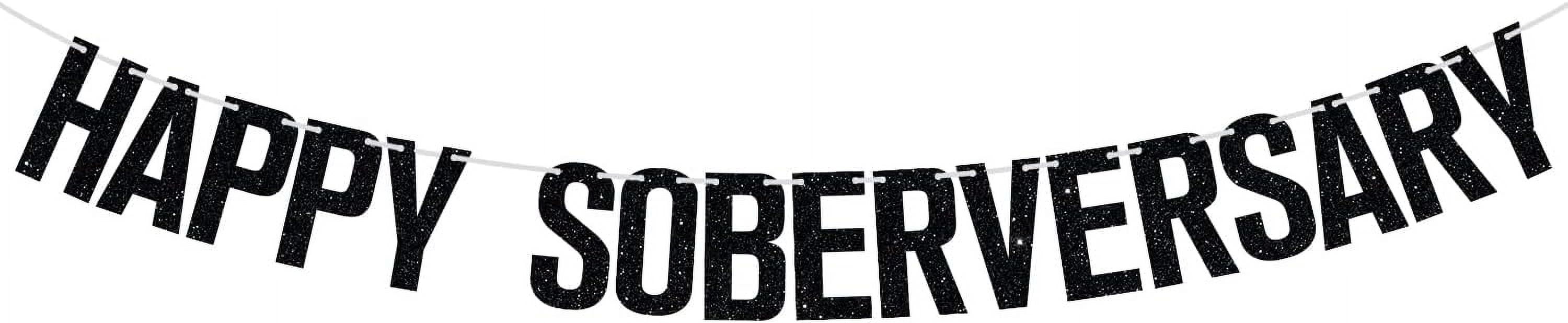 Black Glitter Happy Soberversary Banner, Sobriety Anniversary Recovery ...