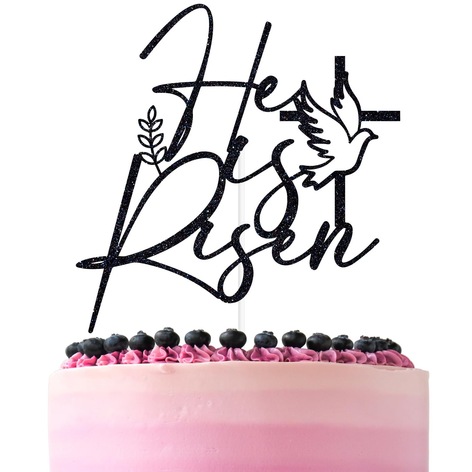 Black Glitter He is Risen Cake Topper, H2FSDJesus Easter Holiday Cake ...