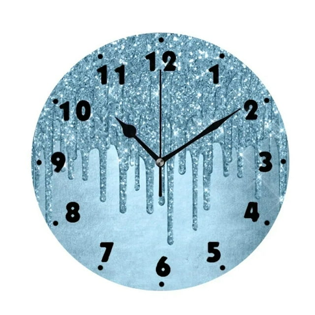 Black Glitter Jewelry Falling Gems Sparkle Shiny Print Wall Clock ...