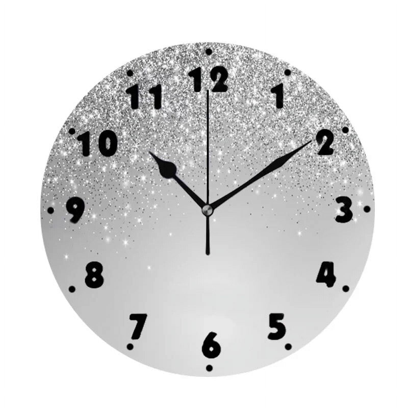 Black Glitter Jewelry Falling Gems Sparkle ShinyPrint Wall Clock Living ...