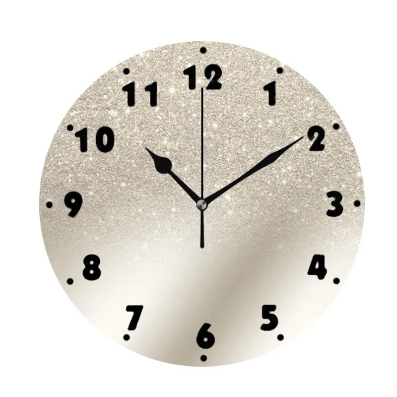 Black Glitter Jewelry Falling Gems Sparkle ShinyPrint Wall Clock Living ...