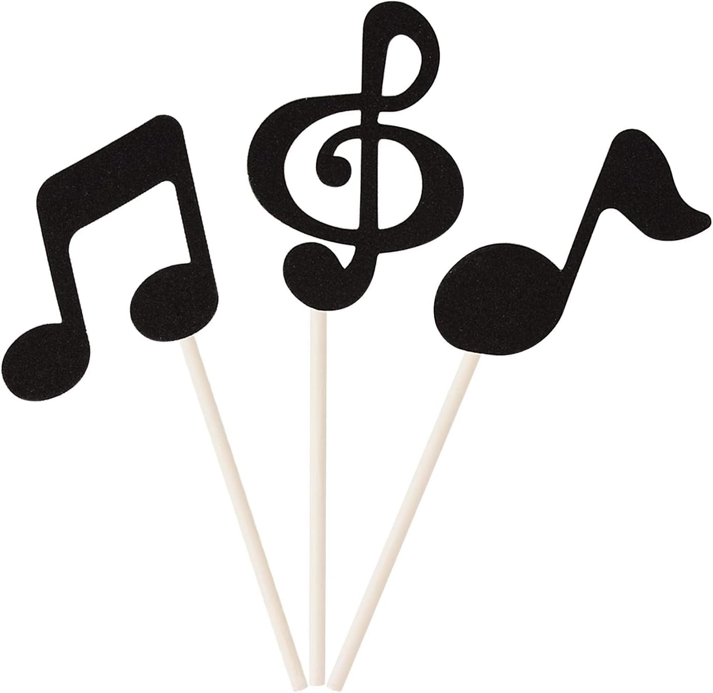 Black Glitter Music Notes Cupcake Toppers - Musical Symbols Cake Picks ...