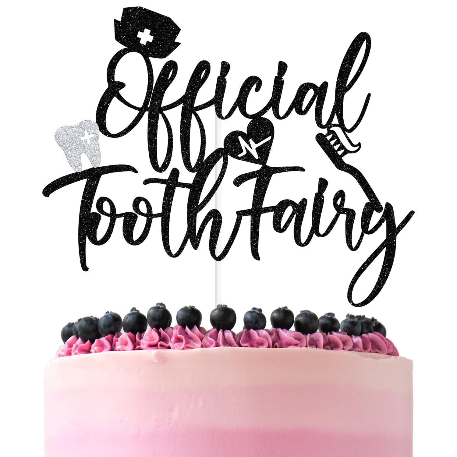 Black Glitter Official Tooth Fairy Cake Topper, KMC2Future Dentist/Holy ...