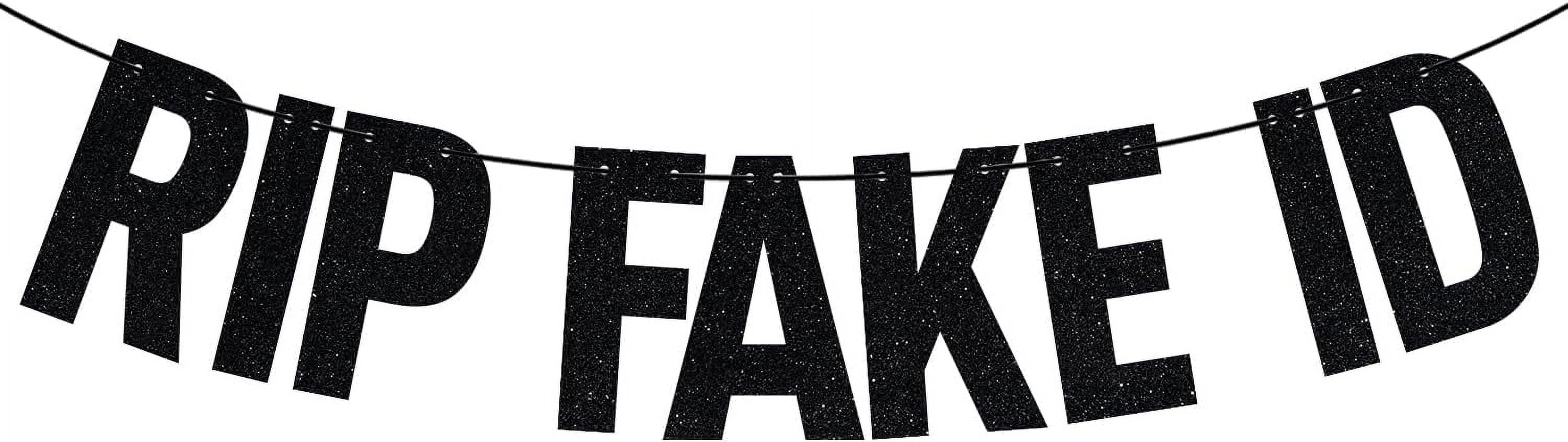Black Glitter Rip Fake ID Banner, 21 & Legal/Happy 21st Birthday/Hot ...