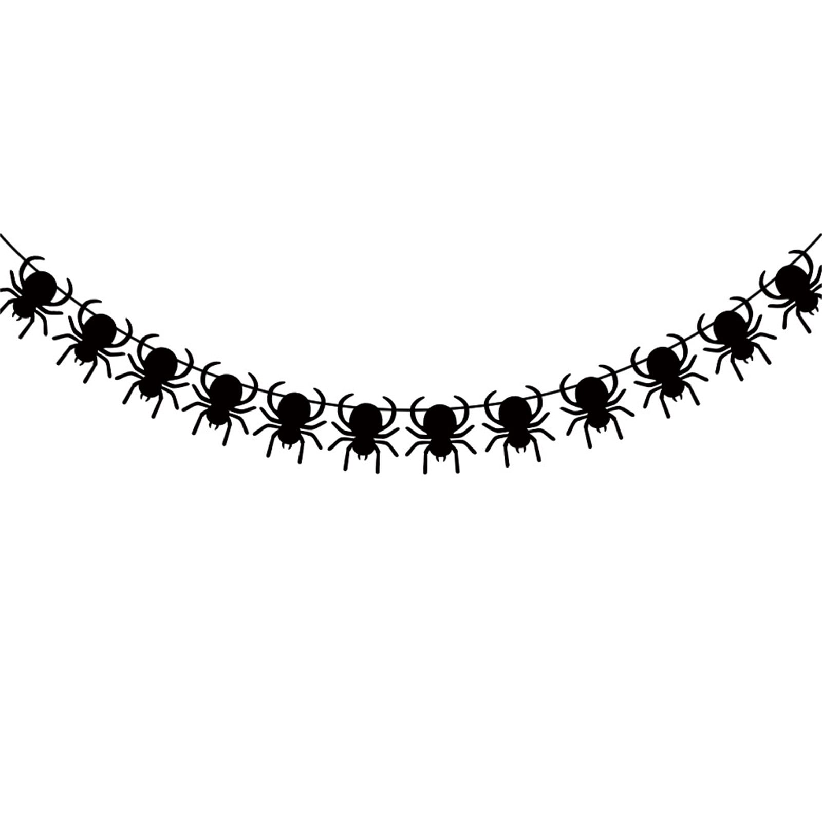 Black Glitter Spider Garland Halloween Spider Banner，Hanging Spider ...
