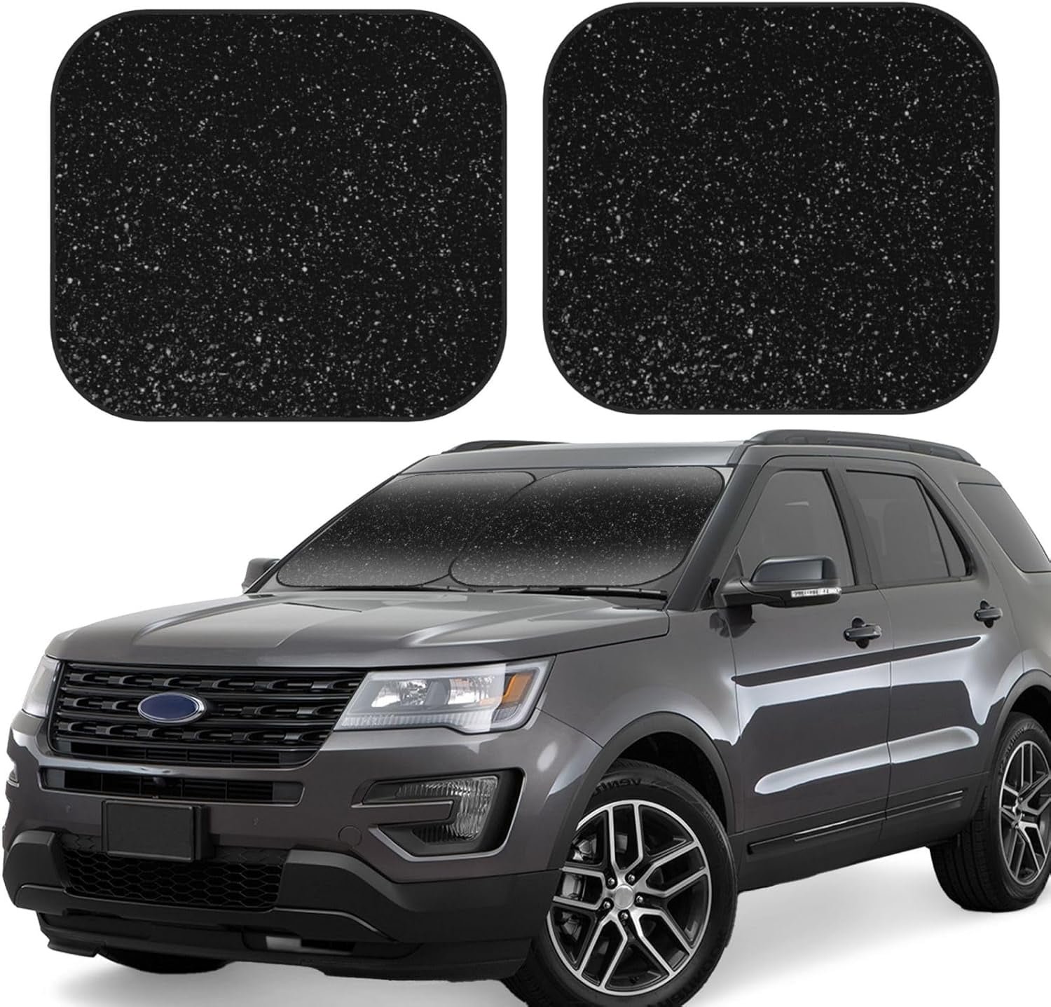 Black Glitter Windshield Sun Shade Reflective Technology Foldable 2 ...
