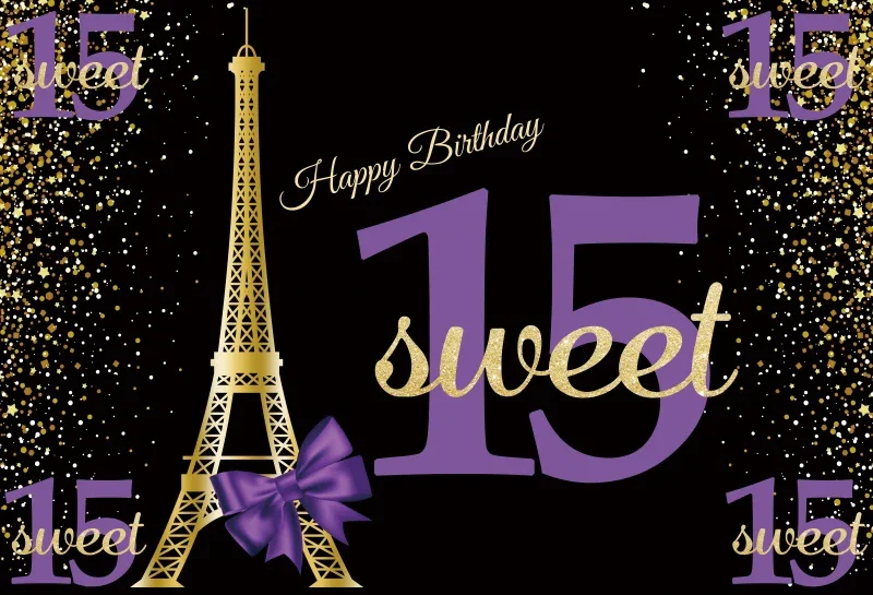 Black Glod 15th Backdrop Gloden Crown Boys 15 Years Old Birthday Party ...