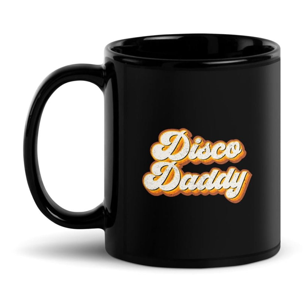 Black Glossy Mug, Mens Disco Daddy Retro Matching 60's 70s Party Cos ...