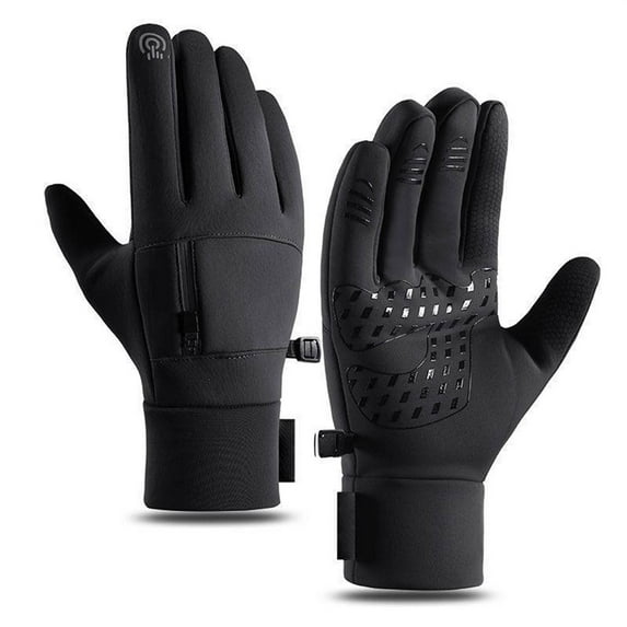 Black Gloves Winter Gloves Outdoor Riding Warm Touching Screen Texting ...