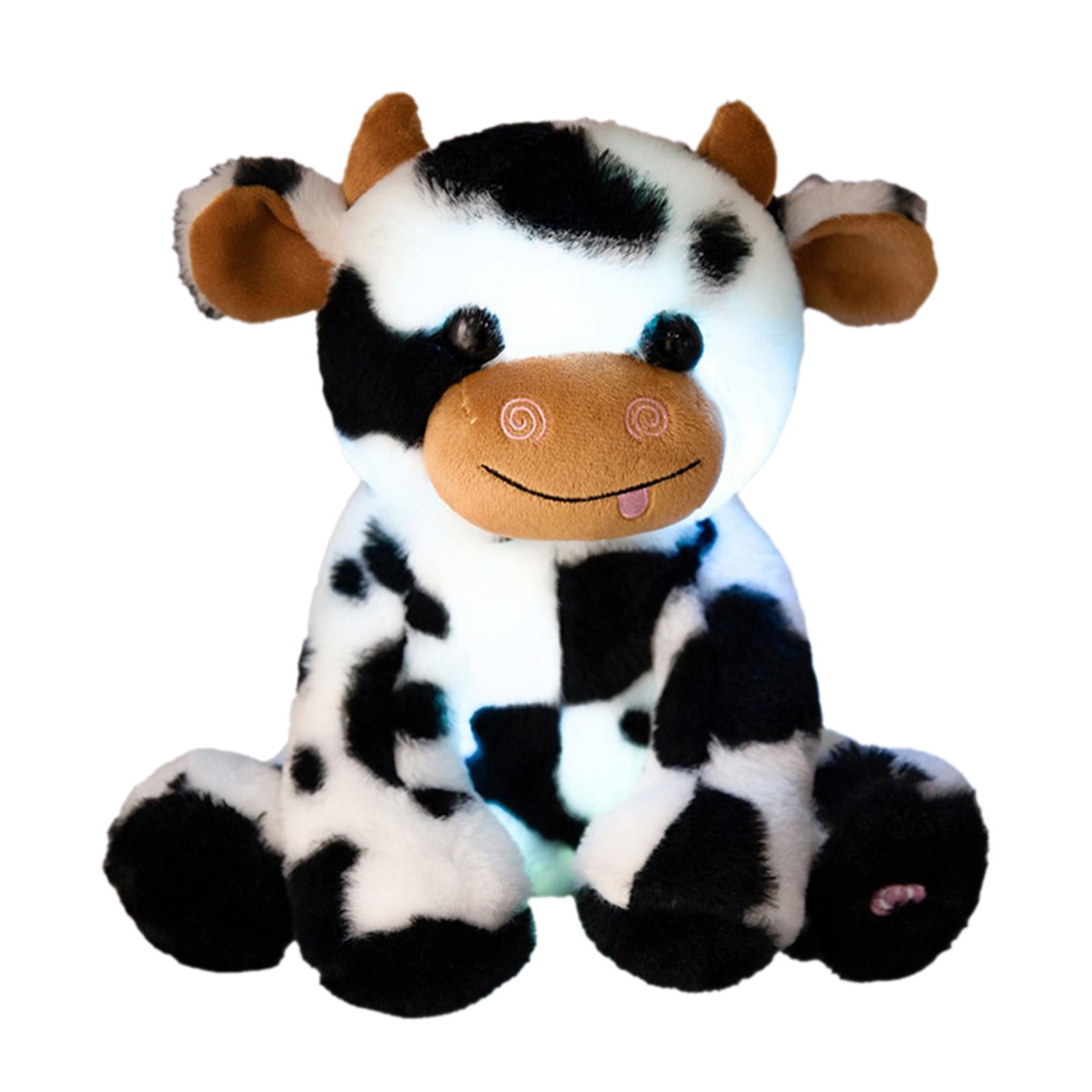 Black Glowing Plush Cow Doll Stuffed Animal Night Light Toy With Led ...