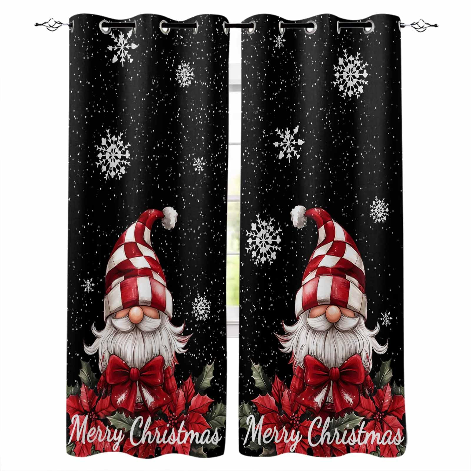 Black Gnomes Christmas Blackout Curtains | Light Blocking Print Window ...