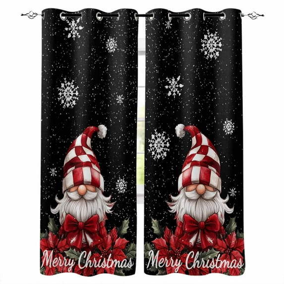 Black Gnomes Christmas Blackout Curtains | Light Blocking Print Window ...