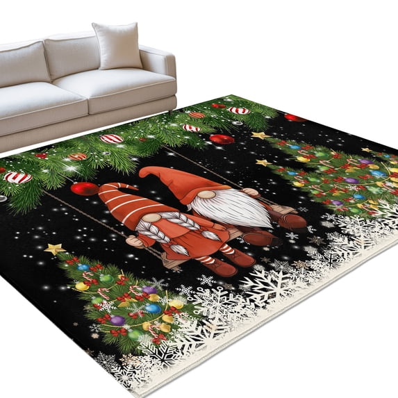 Black Gnomes Christmas Washable Rug 5x7 Area Rug for Living Room ...