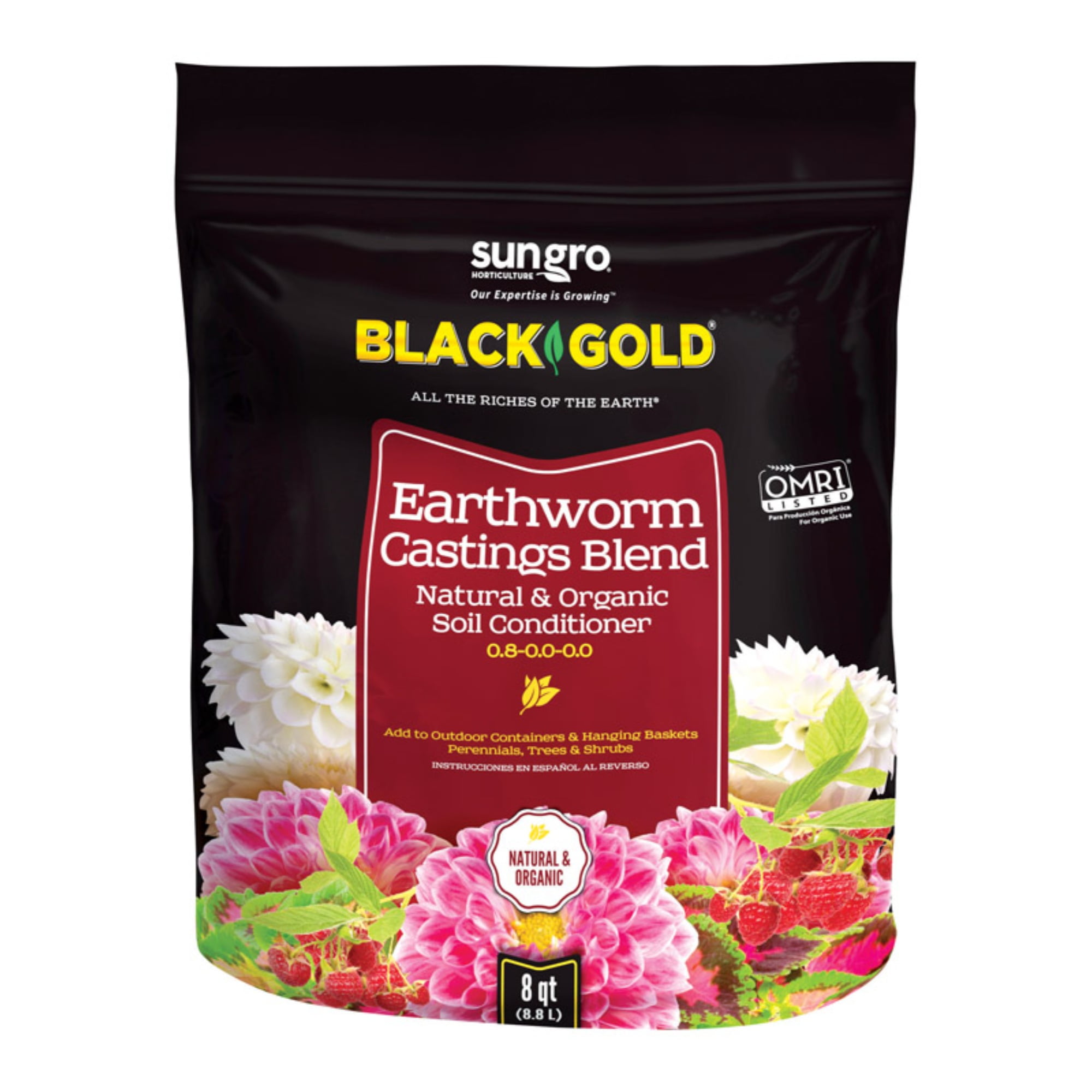 Black Gold 8 Qt. Natural & Organic Earthworm Castings Blend 1490302 ...