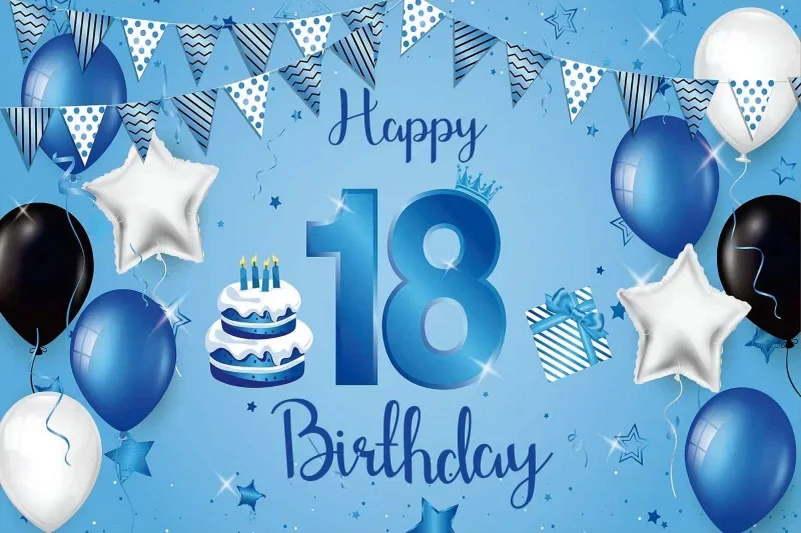 Black Gold 18th Photo Backdrop 18 Years Old Birthday Party Custom ...