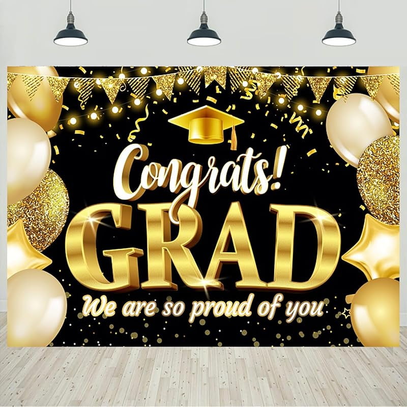 Black Gold 2025 Graduation Backdrop Class of 2025 Graduation Party ...