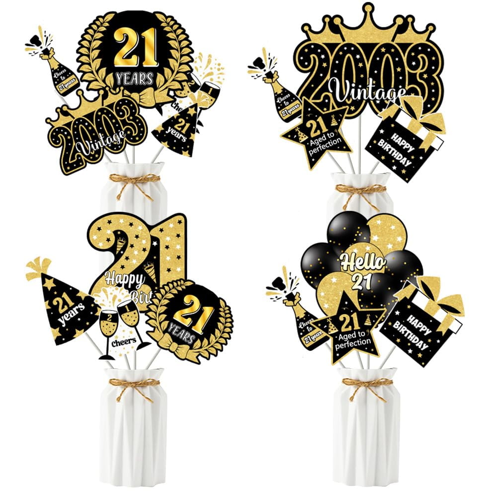 Black Gold 21th Birthday YPF5 Table Centerpieces For Birthday Party ...