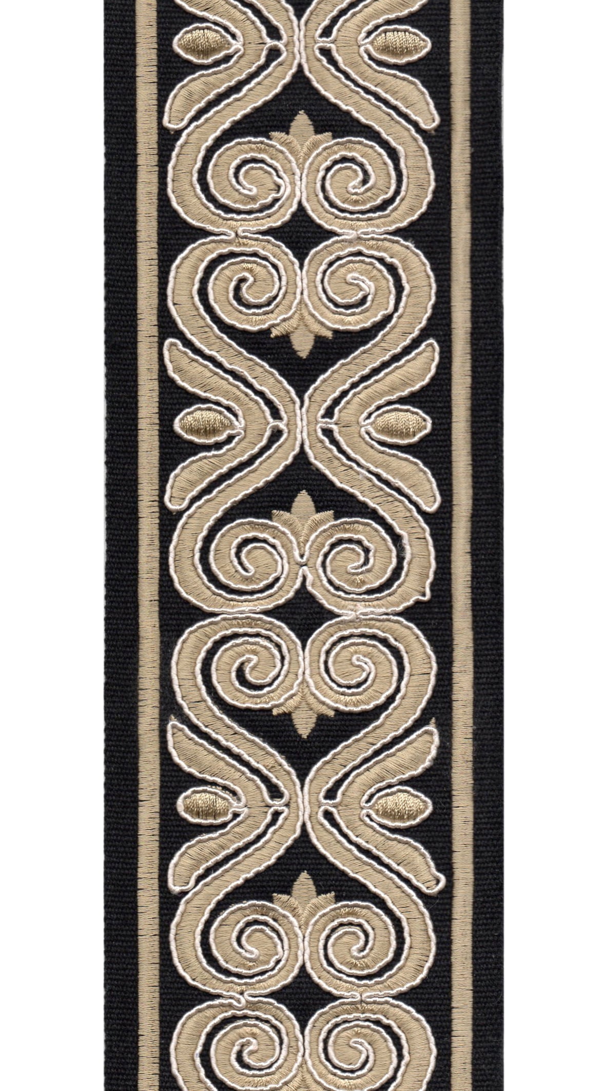 Black Gold 4 Inch Wide Cotton Canvas Scroll Trim Tape, Outlined S-Curve ...
