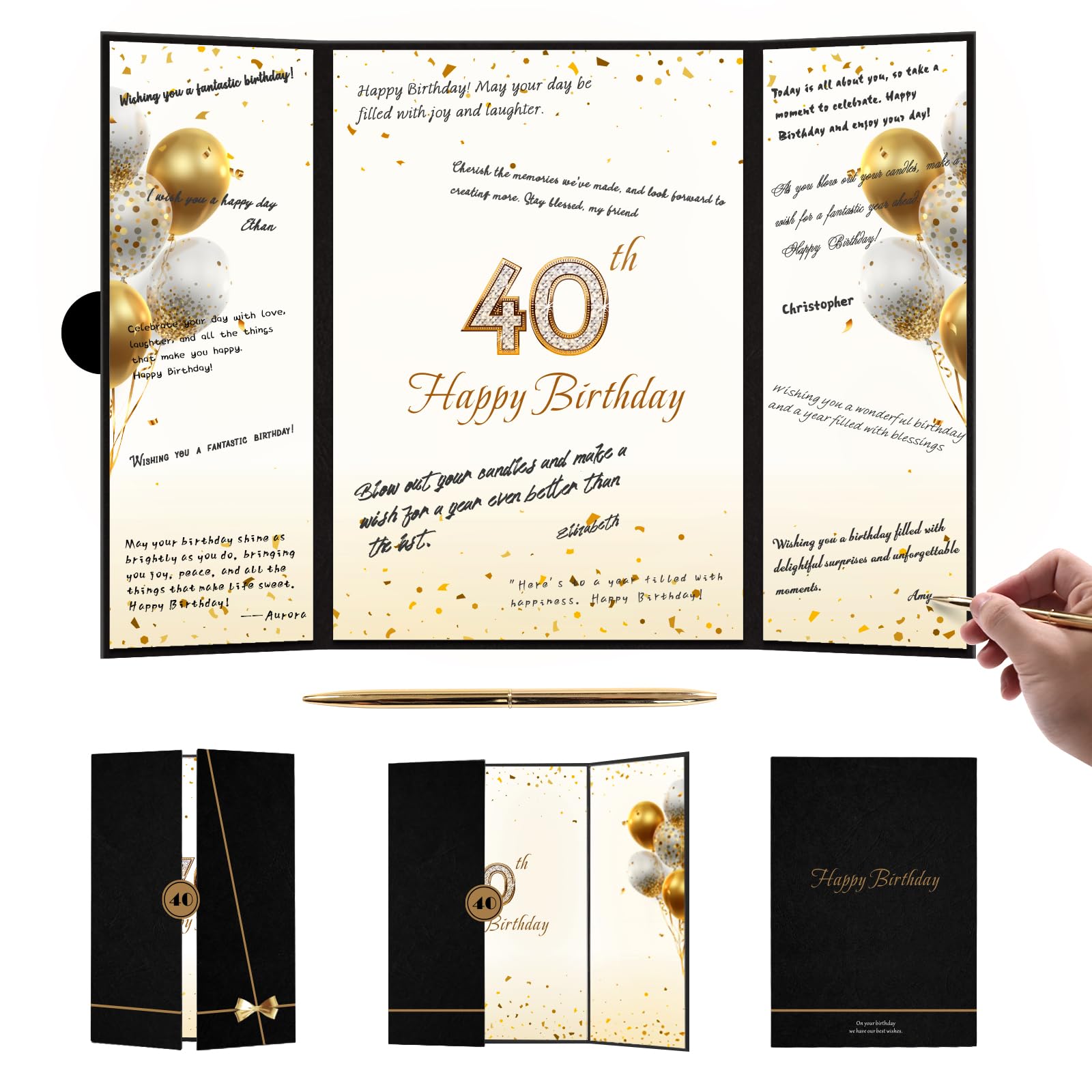 Black Gold 40th Birthday OIF8 Decorations, Elegant 40th Birthday Book ...