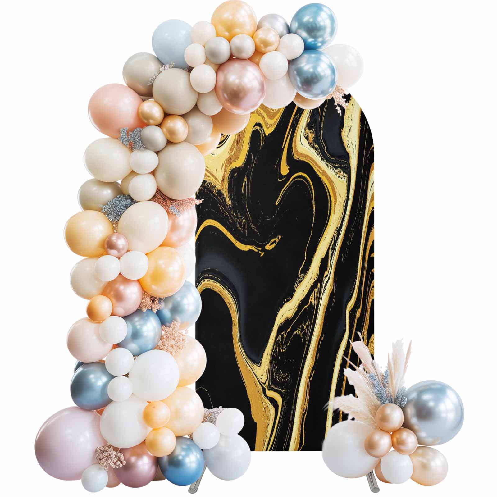 Black Gold Arch Backdrop Cover 5 FT Marble Luxury Abstract Glitter ...