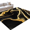 Black Gold Area Rug, Marble Luxury Abstract Glitter Fluid Pattern Non ...
