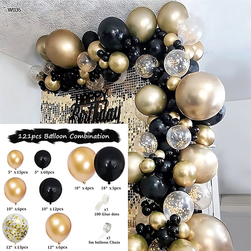 Black Gold Balloon Garland Kit, Party Decorations for Birthday & Events ...