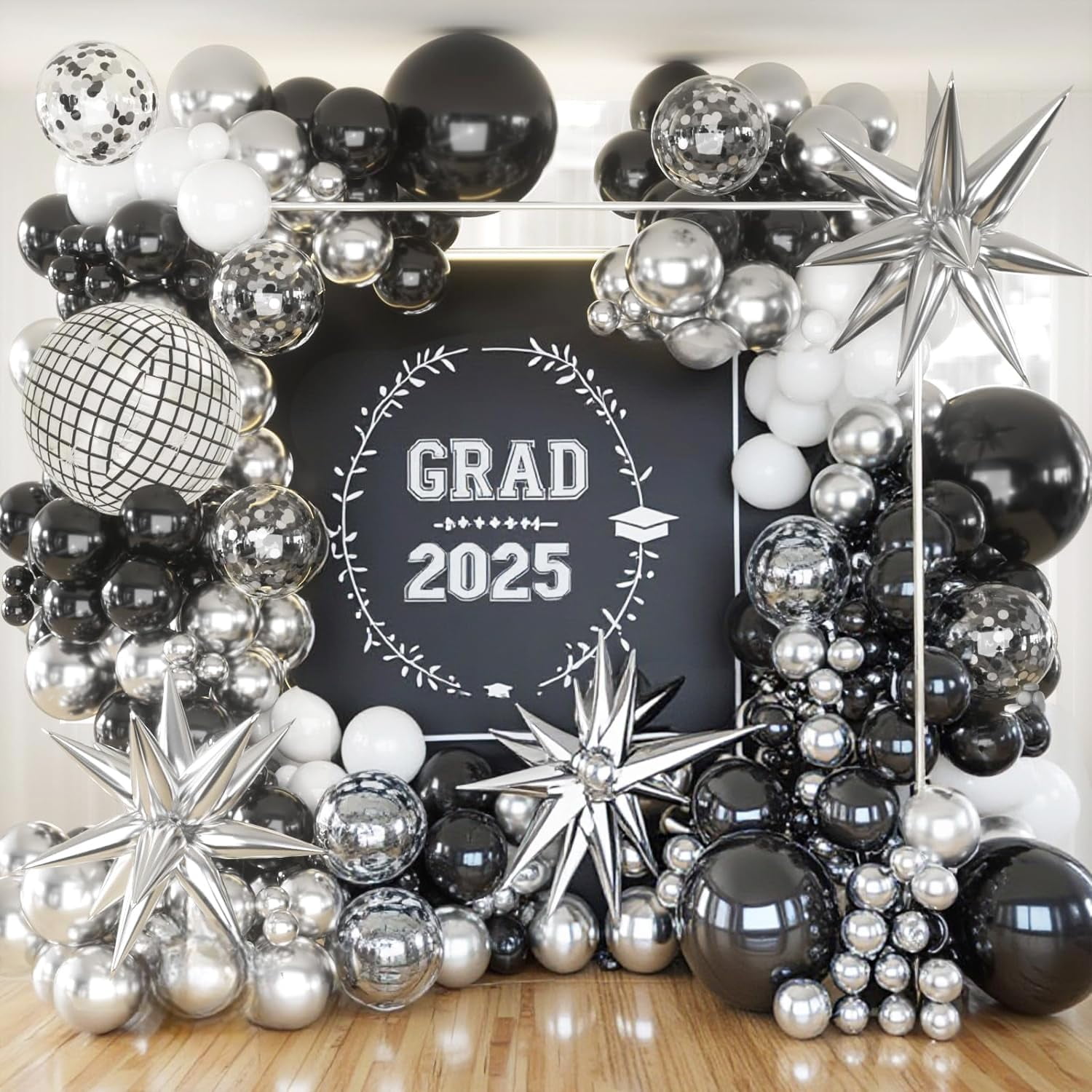 Black and Gold Balloons Garland Arch Kit, Black Gold Confetti Balloons ...