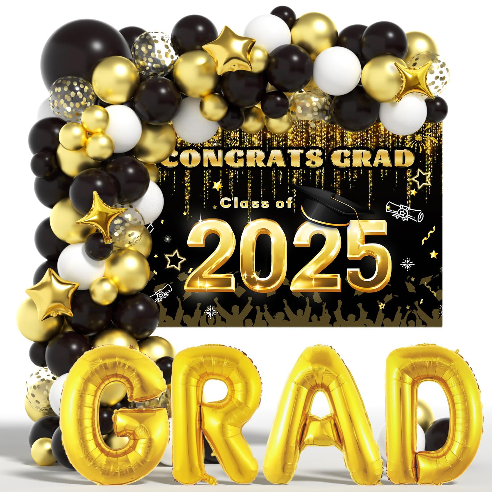 Black Gold Balloons IFF17 Garland Arch Kit, Party Decorations of ...