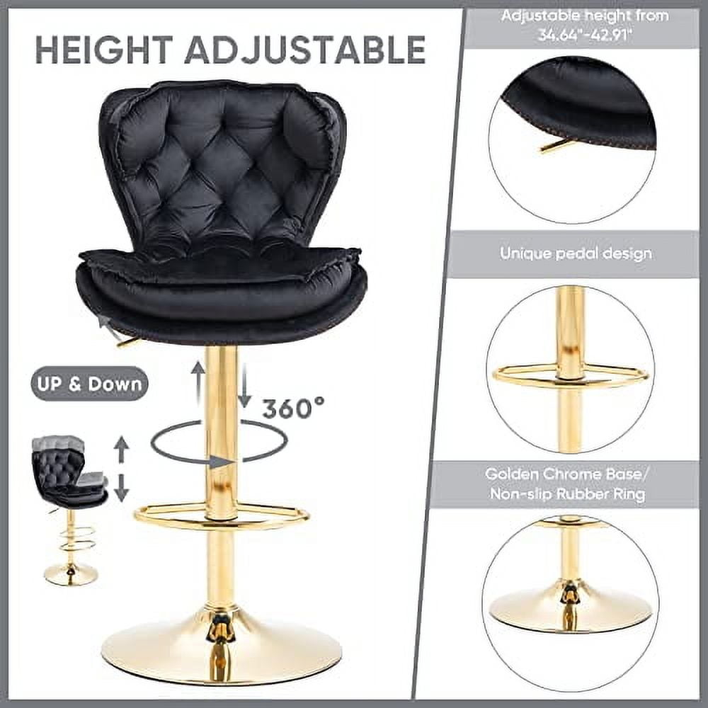 Black and Gold Bar Stools Modern Barstools - Velvet Counter Stools ...