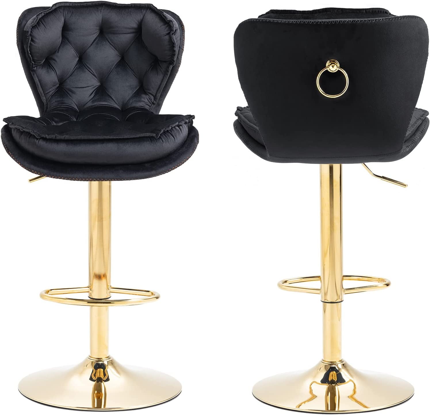 Black and Gold Bar Stools Modern Barstools - Velvet Counter Stools ...