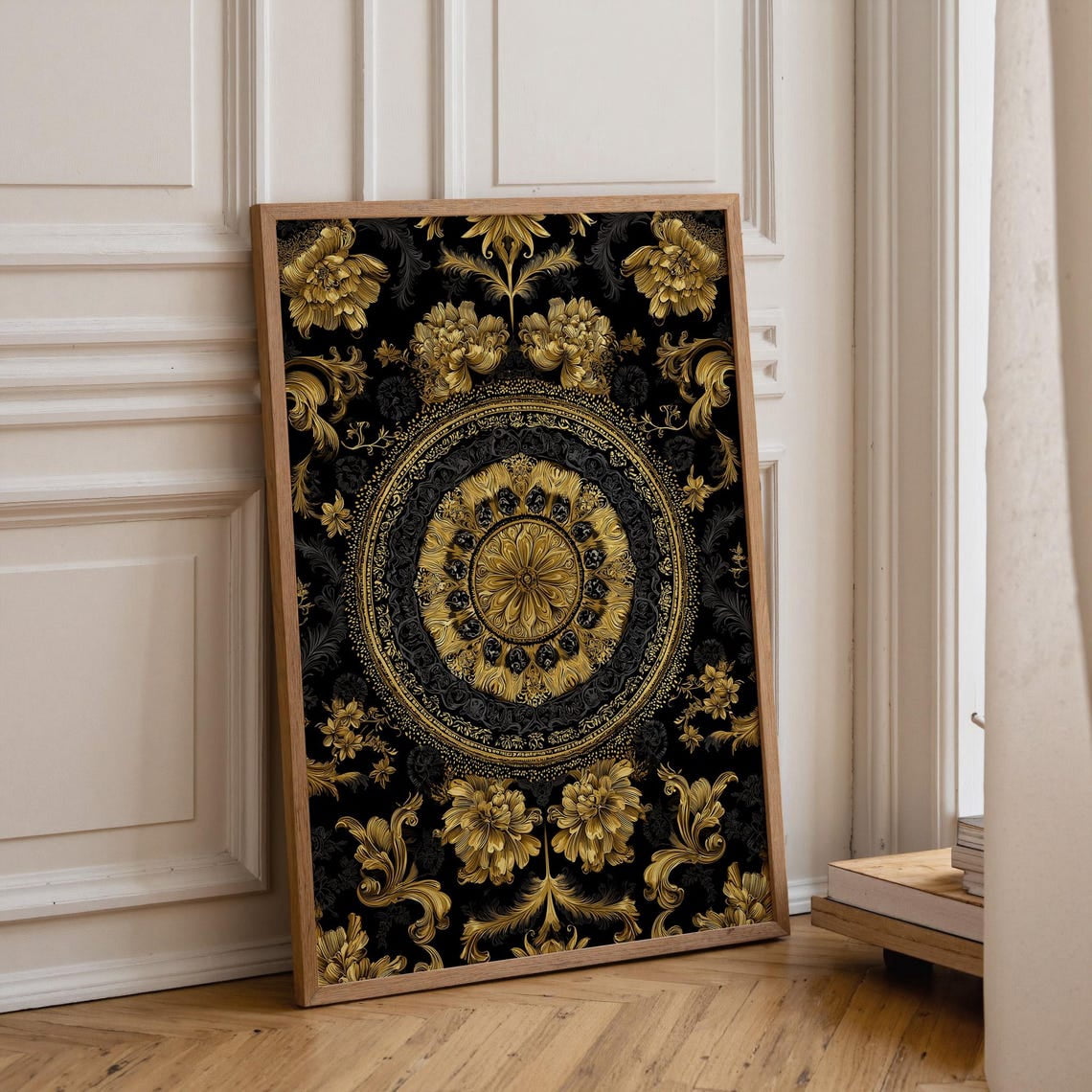 Black Gold Baroque Floral Ornate Vintage Maximalist Graphic Poster ...