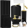 Black and Gold Bathroom Set with Shower Curtain and Rugs, Bathroom ...