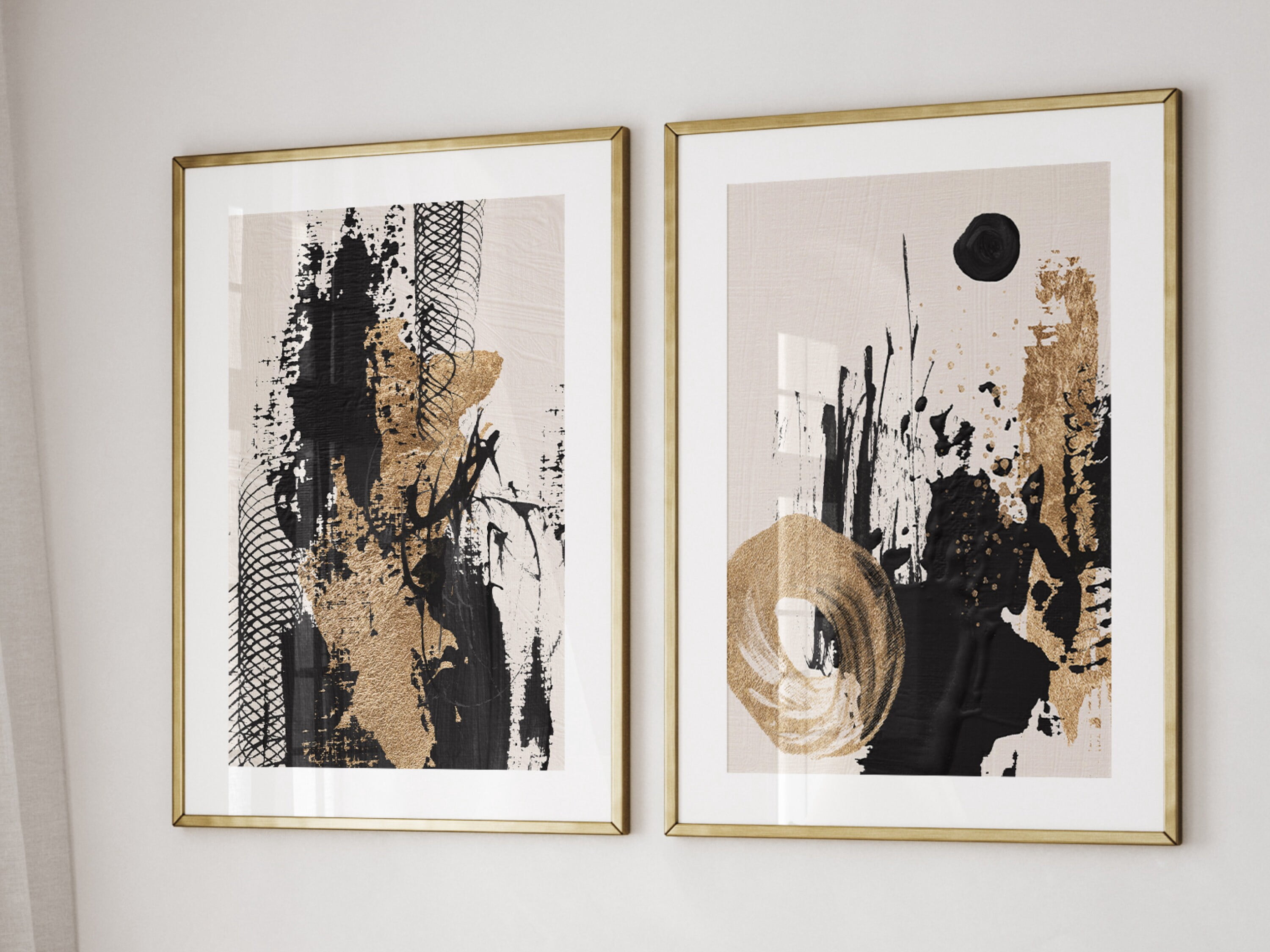 Black Gold Beige Wall Art Prints Abstract Art Beige Wall Art Neutral ...