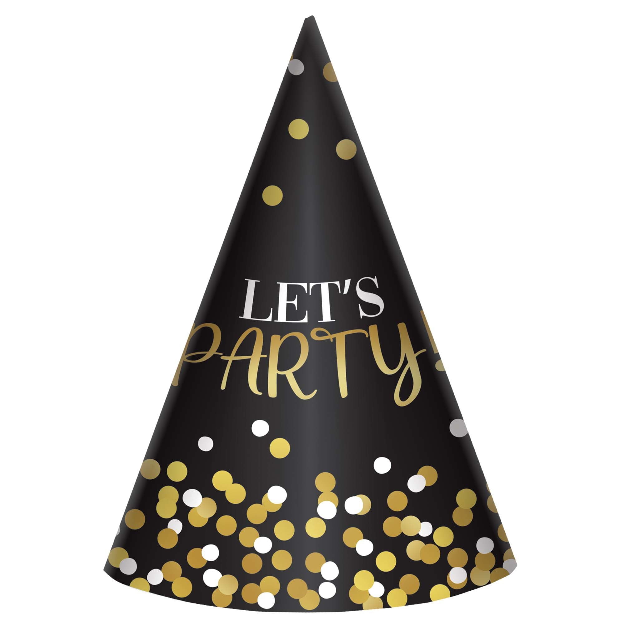 Black & Gold Birthday Cone Hats (8ct) - Walmart.com