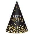 Black & Gold Birthday Cone Hats (8ct) - Walmart.com