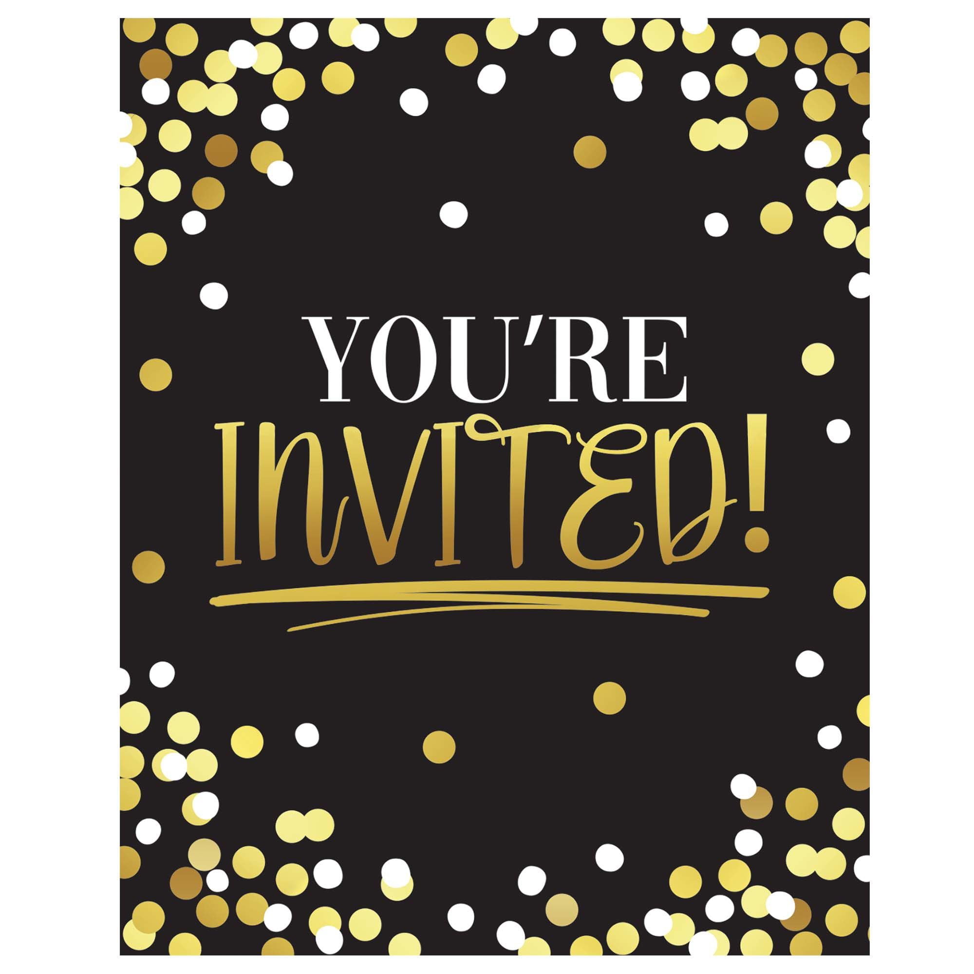 Black & Gold Birthday Invitation Postcards W/ Envelopes (8ct) - Walmart.com