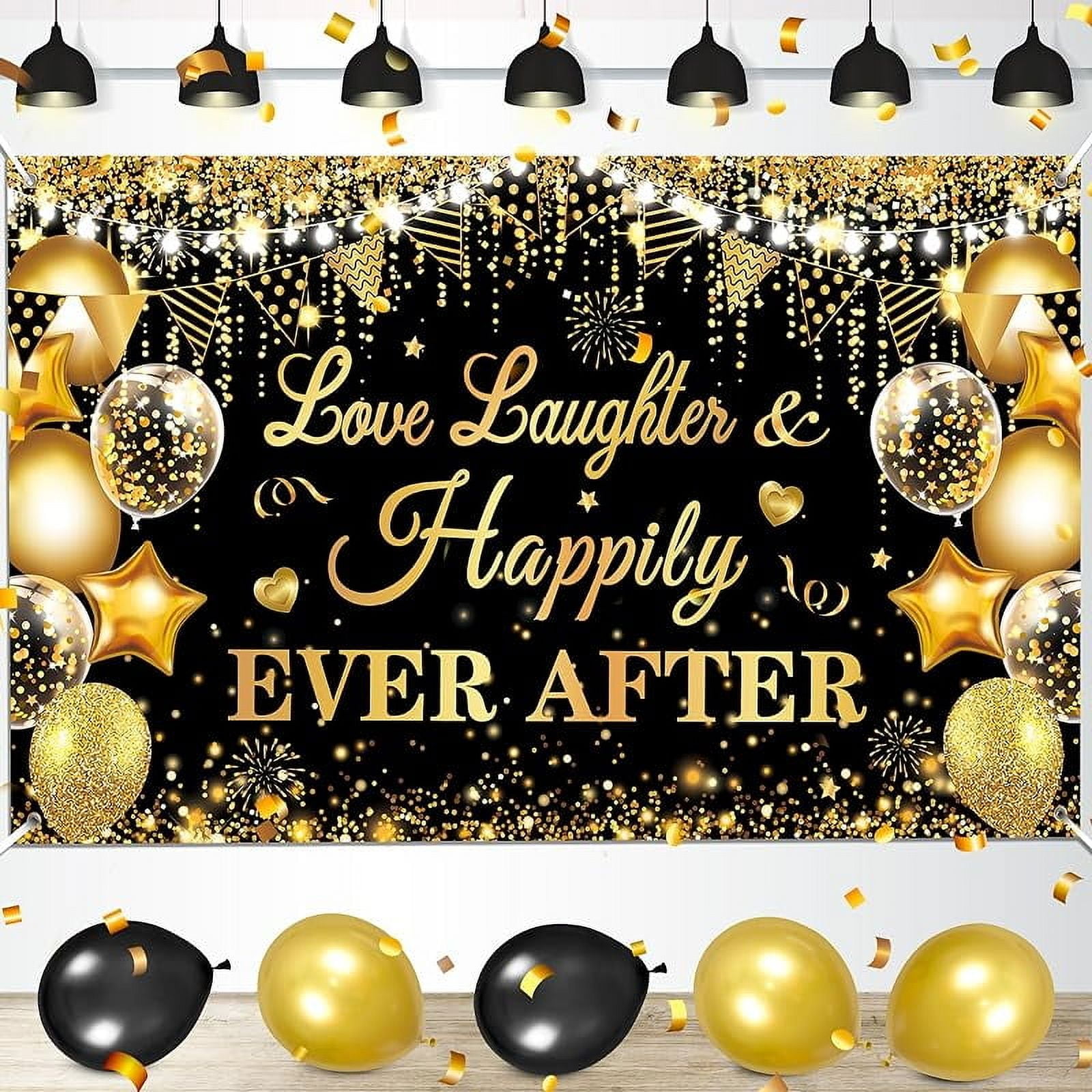 Black Gold Bridal Shower Decorations Love Laughter and Happily Ever ...