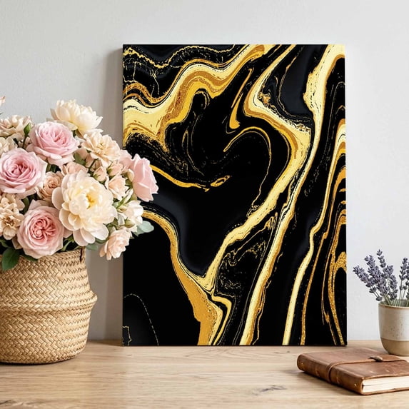 Black Gold Canvas Wall Art Framed Wall Decor for Living Room Bedroom ...