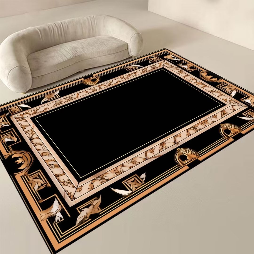 Black Gold Carpets for Living Room Luxury ration Large Area Room Rugs ...