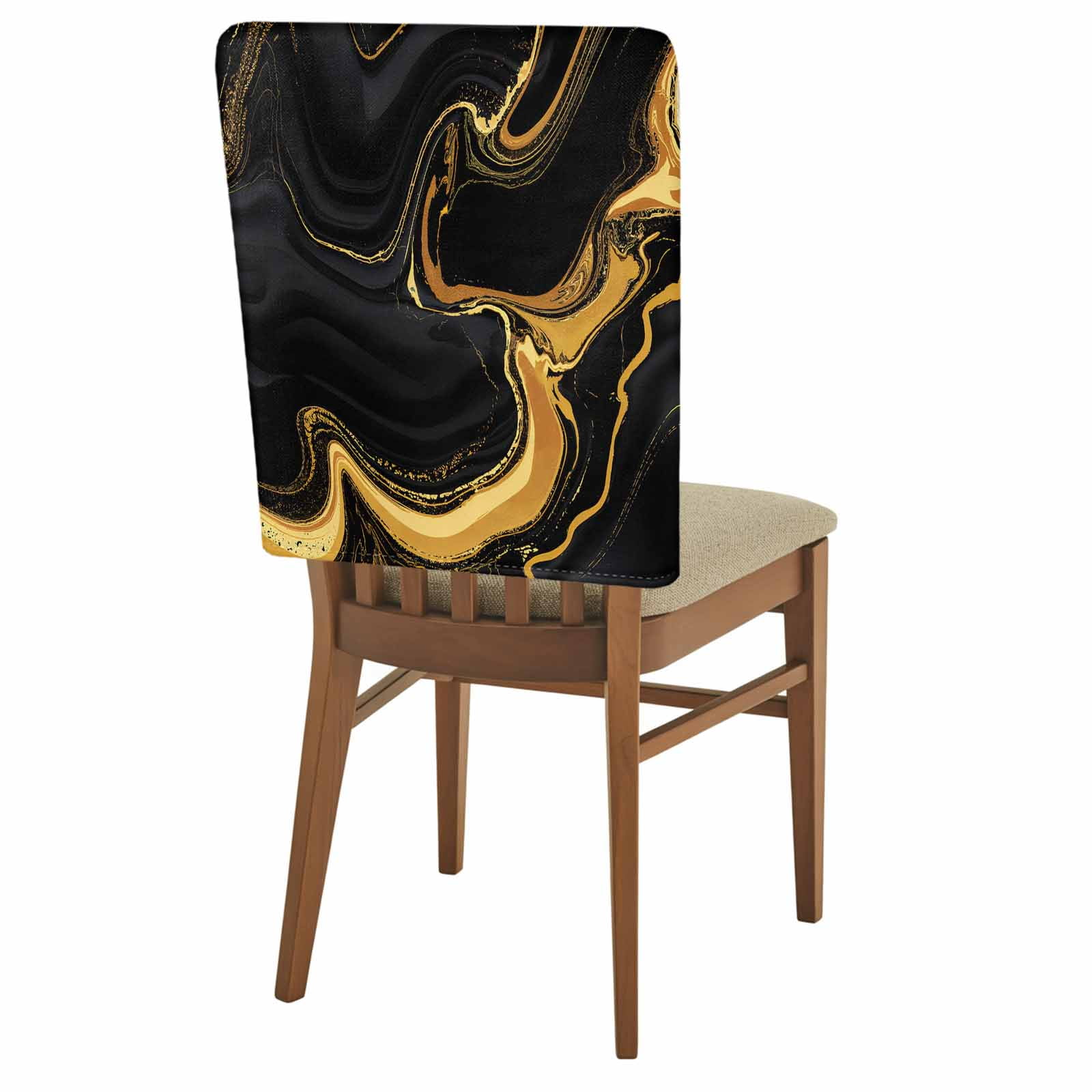 Black Gold Chair Back Covers Set of 1, Marble Luxury Abstract Abstract ...