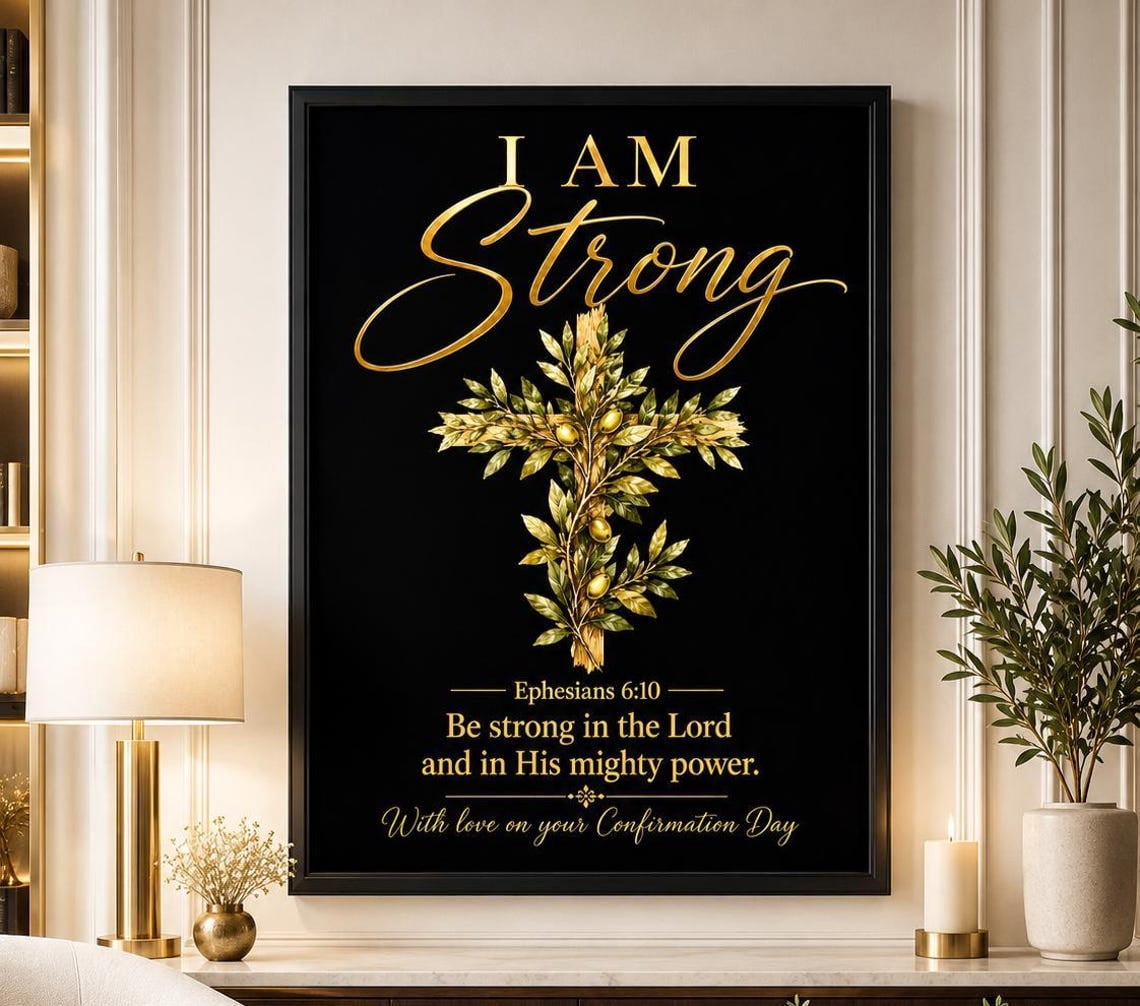 Black Gold Christian Wall Art, Olive Branch Cross Print, Unframed Paper ...