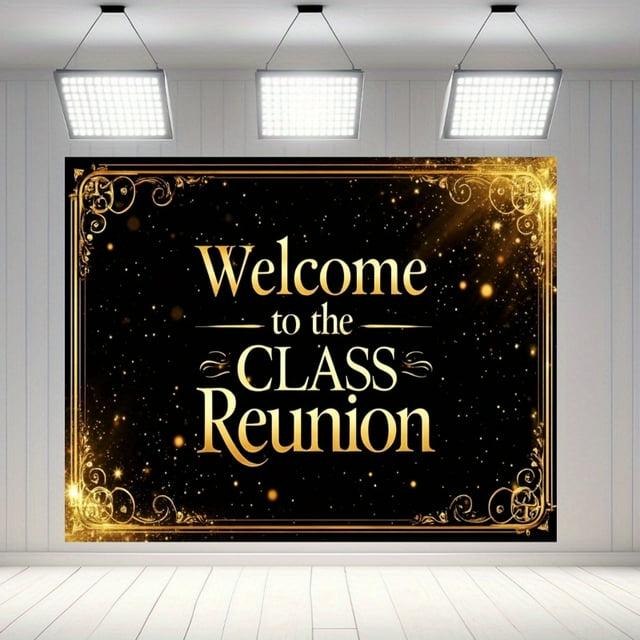 Black and Gold Class Reunion Backdrop Welcome to The Class Reunion ...