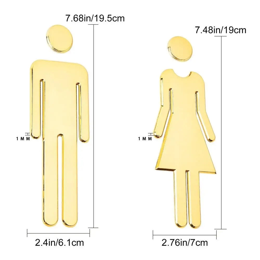 Black Gold Color Toilet Sign Plate Brass Wash Room Door Wall Label ...